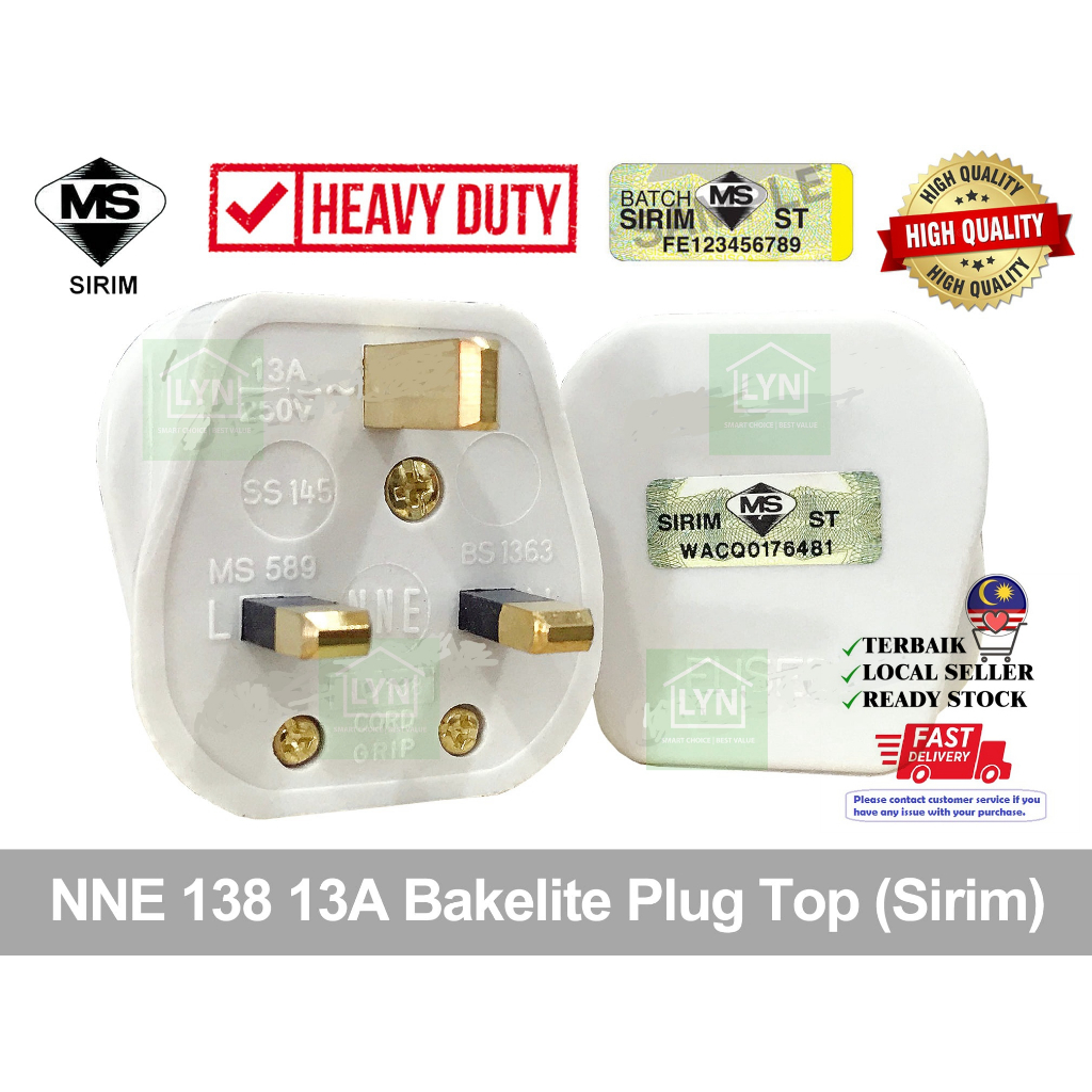 SIRIM 13A Plug Top 13A 3PIN PLUG 3 PIN PLUG 13APLUG PLUGTOP 13A Unbreakable Fused Kepala Plug ...