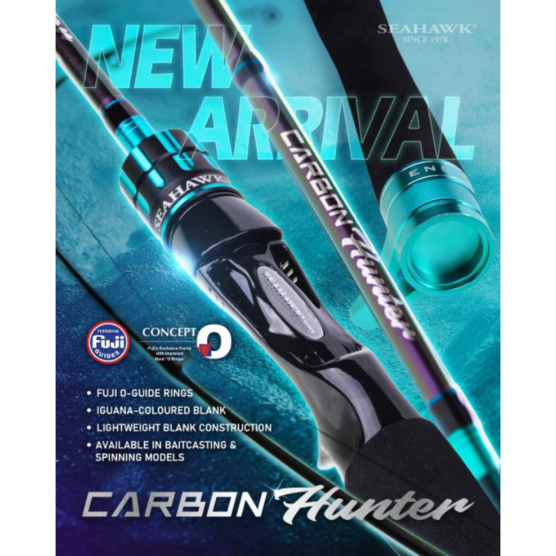 JUNE 2022 SEAHAWK CARBON HUNTER SPINNING & BC ROD WITH FUJI RING ...