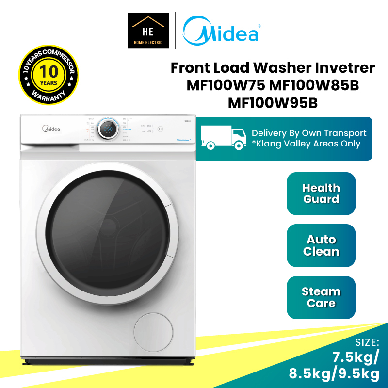 Midea 7.5kg / 8.5kg / 9.5kg Front Load Washer Inverter Washing Machine ...