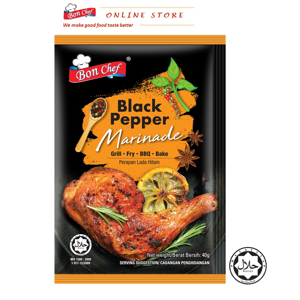 25 PACKS X 40 G BLACK PEPPER MARINADE BON CHEF (OUTER BOX ) | Shopee ...