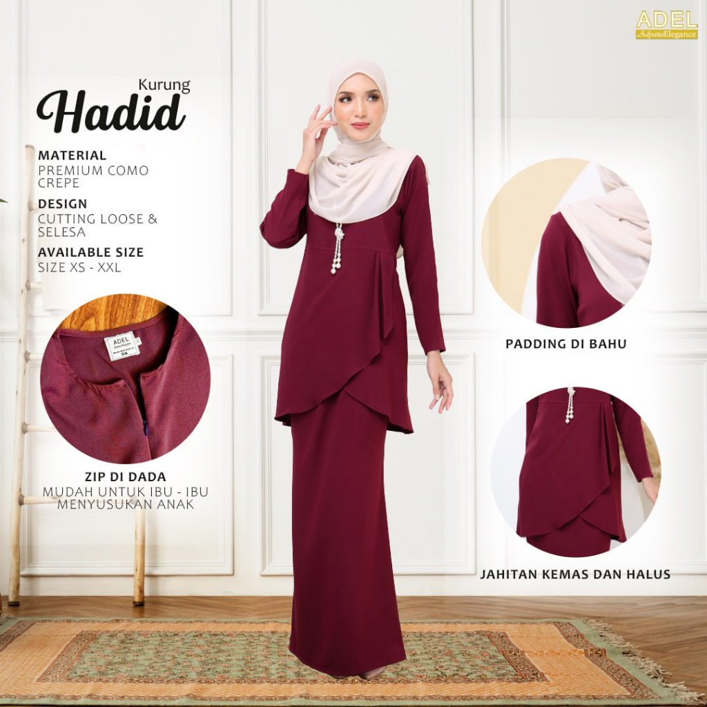 Hadid Baju Kurung Moden Terkini 2023 Plain Kosong Murah Muslimah ...