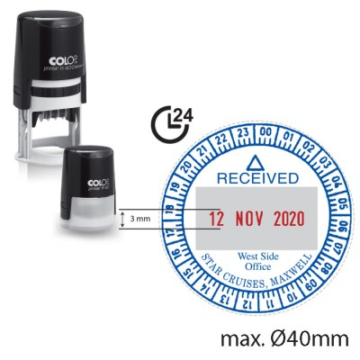 COLOP SELF-INKING ROUND DATER STAMP | R40D/12H I R40D/24H I COP BULAT BERTARIKH 12 JAM 24 JAM ...