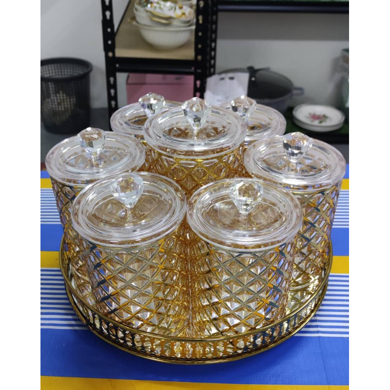 BALANG KUIH RAYA ARCYLIC AIRTIGHT CONTAINER JAR GOLD BEKAS BALANG KUIH ...