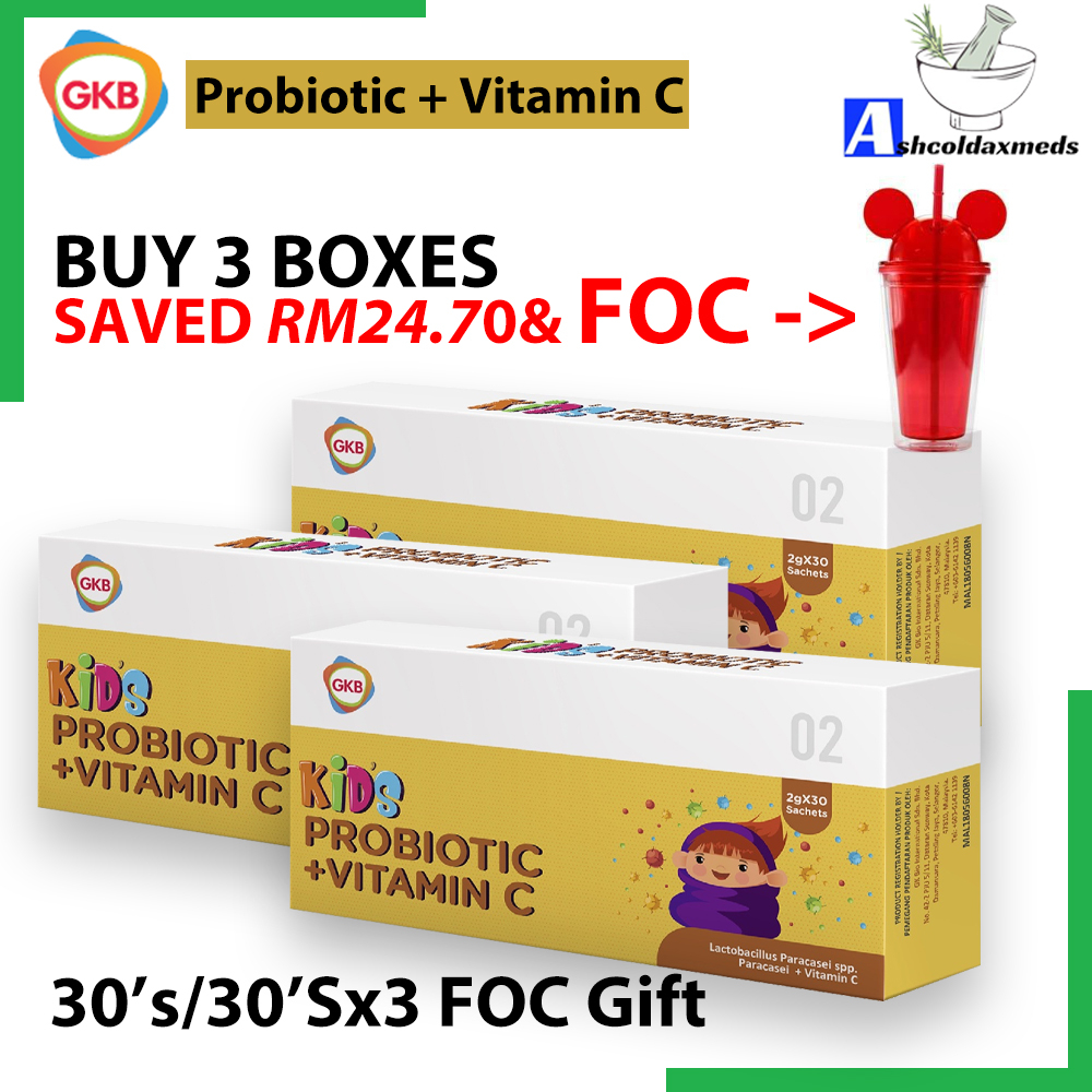 (Buy 3 FOC GIFT) GKB KID'S PROBIOTIC + VITAMIN C 2g x 30'S | Shopee ...