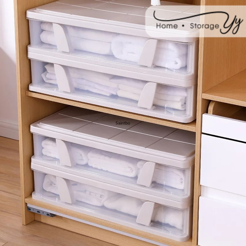 Johor Seller || Bed bottom storage box plastic flat quilt drawer type ...