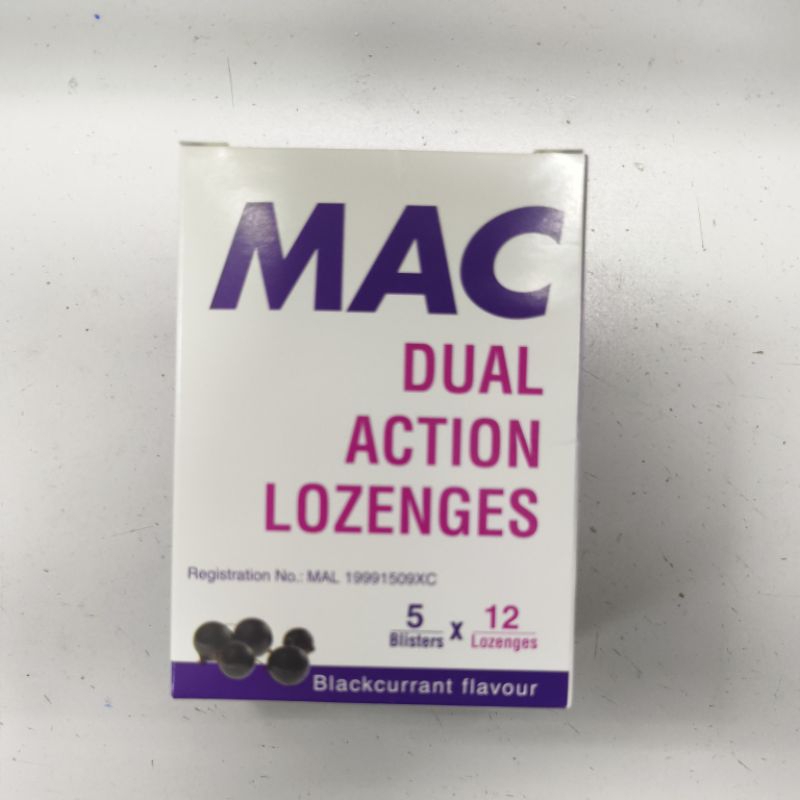 MAC DUAL ACTION LOZENGES e:1/25 macdual mac dual 60'S Blackcurrant (5 ...