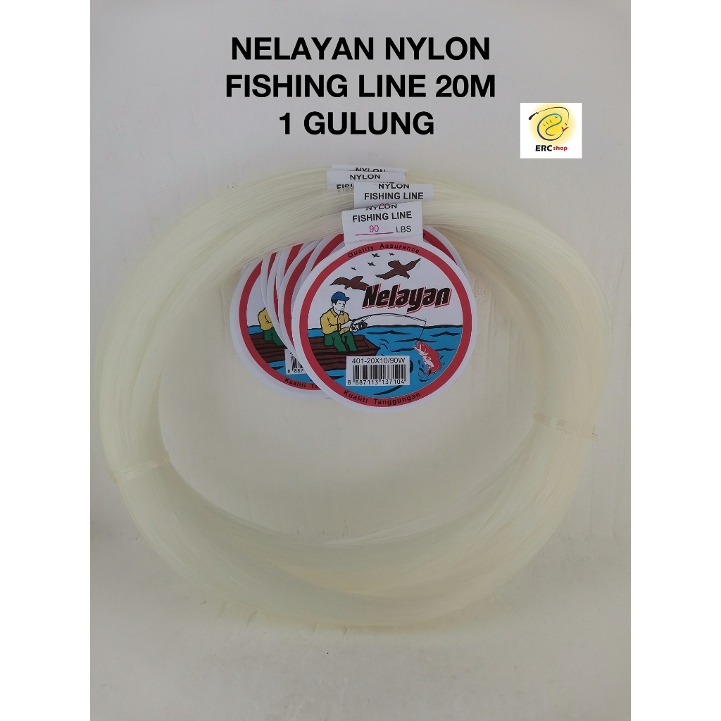 NELAYAN COIL NYLON WHITE FISHING LINE 20M X 1 ROLL / TALI TANGSI 20M X ...