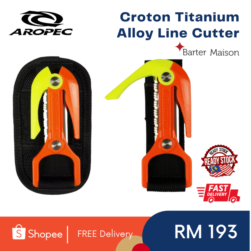 Aropec Croton Titanium Alloy Line Cutter Ezcut Dive Knife Scuba Diving ...