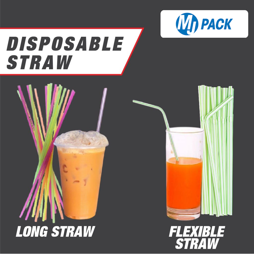 [6mm/11mm] Straw Plastik Pakai Buang / Boba Milktea Drinking Straw ...
