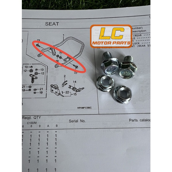 HONDA EX5 L BAR BOLT FLANGE SCREW NUT SET M8 X 12 skru besi karier ...