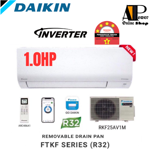 DAIKIN Inverter FTKF Series Built-in-Wifi Air Conditioner - 1.0HP/1.5HP/2.0HP/2.5HP | Shopee ...