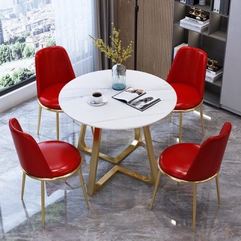 Round dining table set with 4 chair | Shopee Malaysia