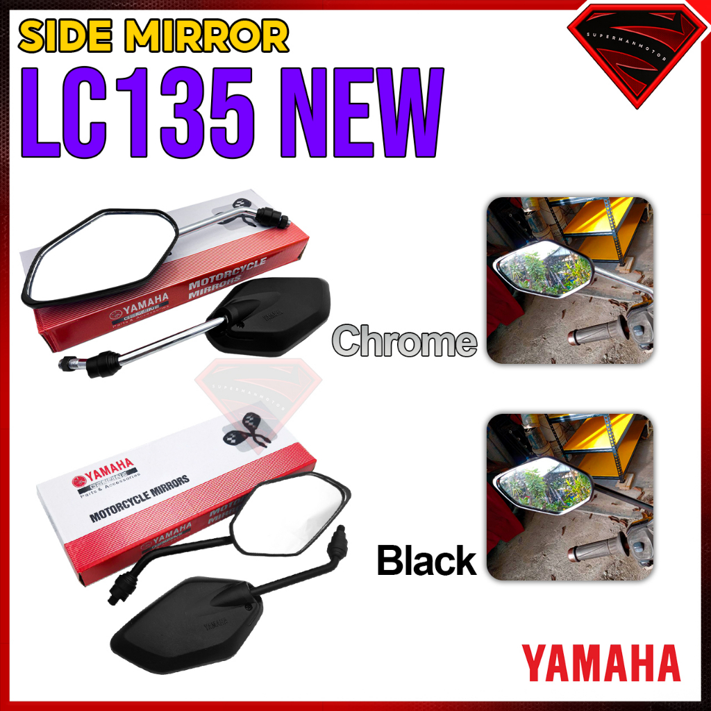 SIDE MIRROR YAMAHA LC135 NEW Y110 Y125 Y15 NVX155 EGOS FI EGO CERMIN SISI / SIDE MIRROR SCREW ...