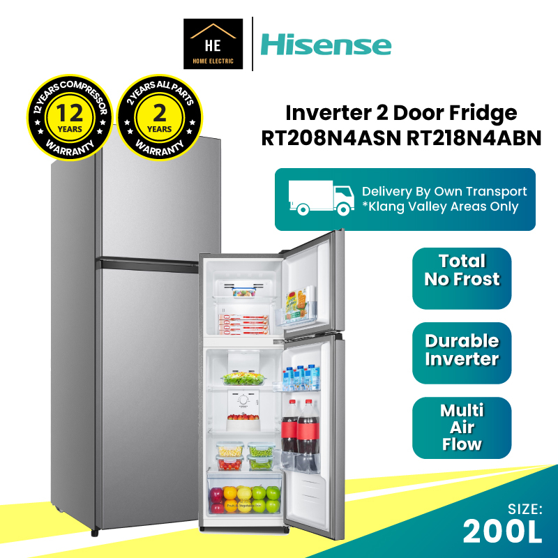 HISENSE RT208N4ASN 200L / 206L nverter Refrigerator 2 Door Fridge Peti ...