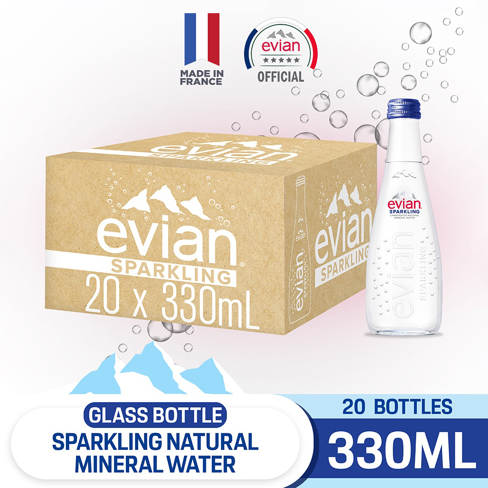 Evian Sparkling Natural Mineral Water Glass (20 x 330ml) | Shopee Malaysia