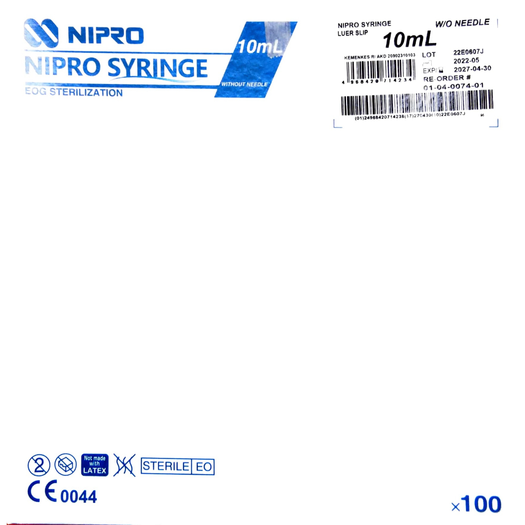 Nipro Syringe w/o needle 10ml Luer Slip - 100'S Expiry 2027 READY STOCK | Shopee Malaysia