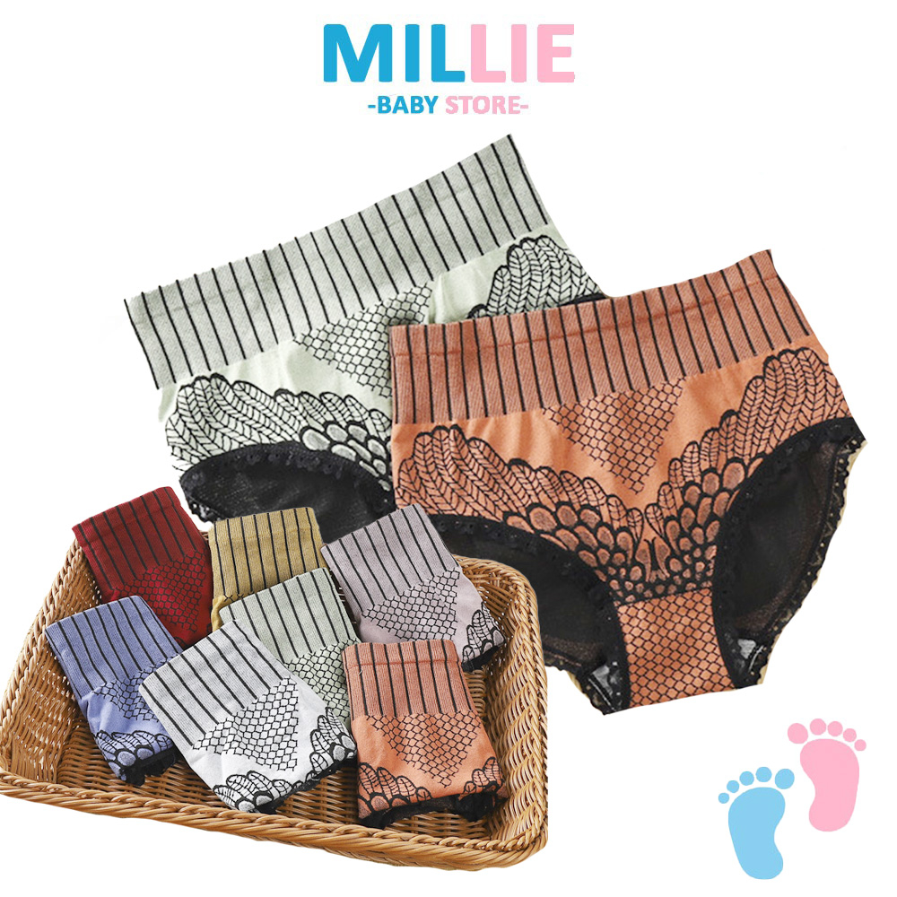 Millie Mommy High Waist Women Panty Cotton Bottom Belly Panties Lace