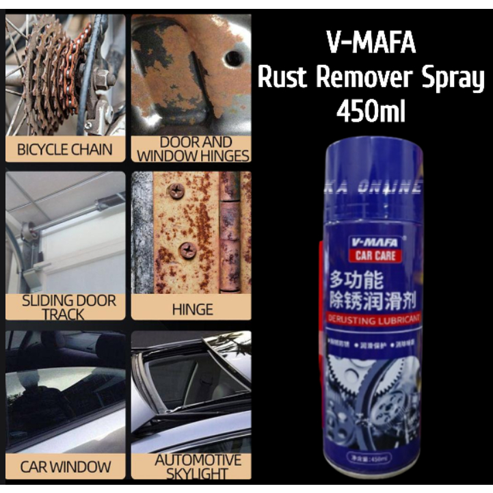 450ml V-Mafa Rust Remover Derusting Lubricant Spray Metal Multi Surface ...