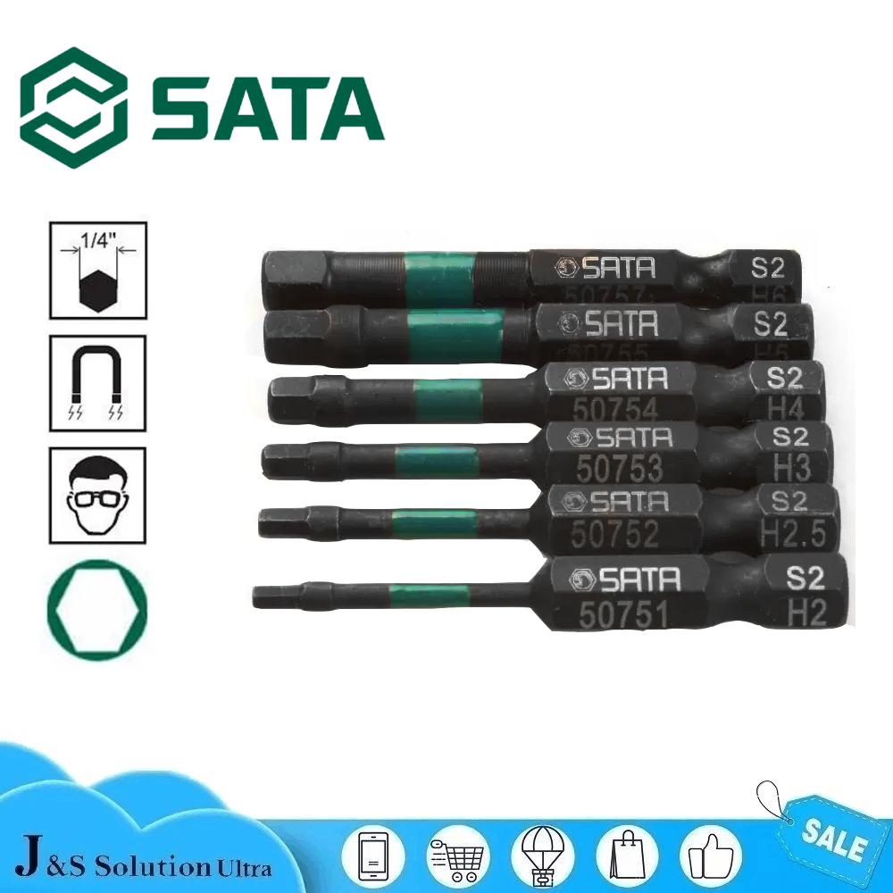 SATA 50mm x 1/4'' Hex Shank Hex Head Magnetic Impact Bit ( 2MM, 2.5MM ...