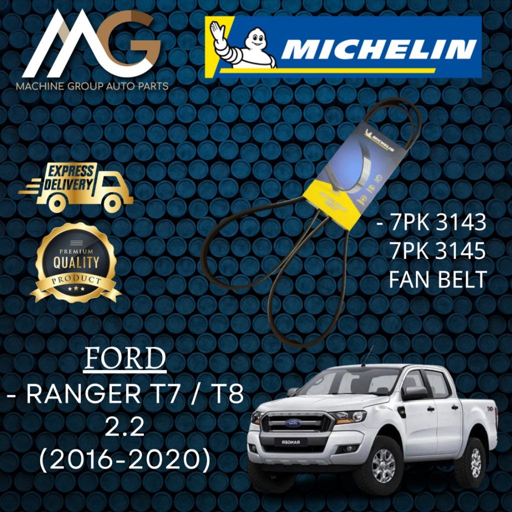 Michelin Belt Ford Ranger T7 / T8 2.2 (2016-2020) 7PK 3143 / 7PK 3145 ...