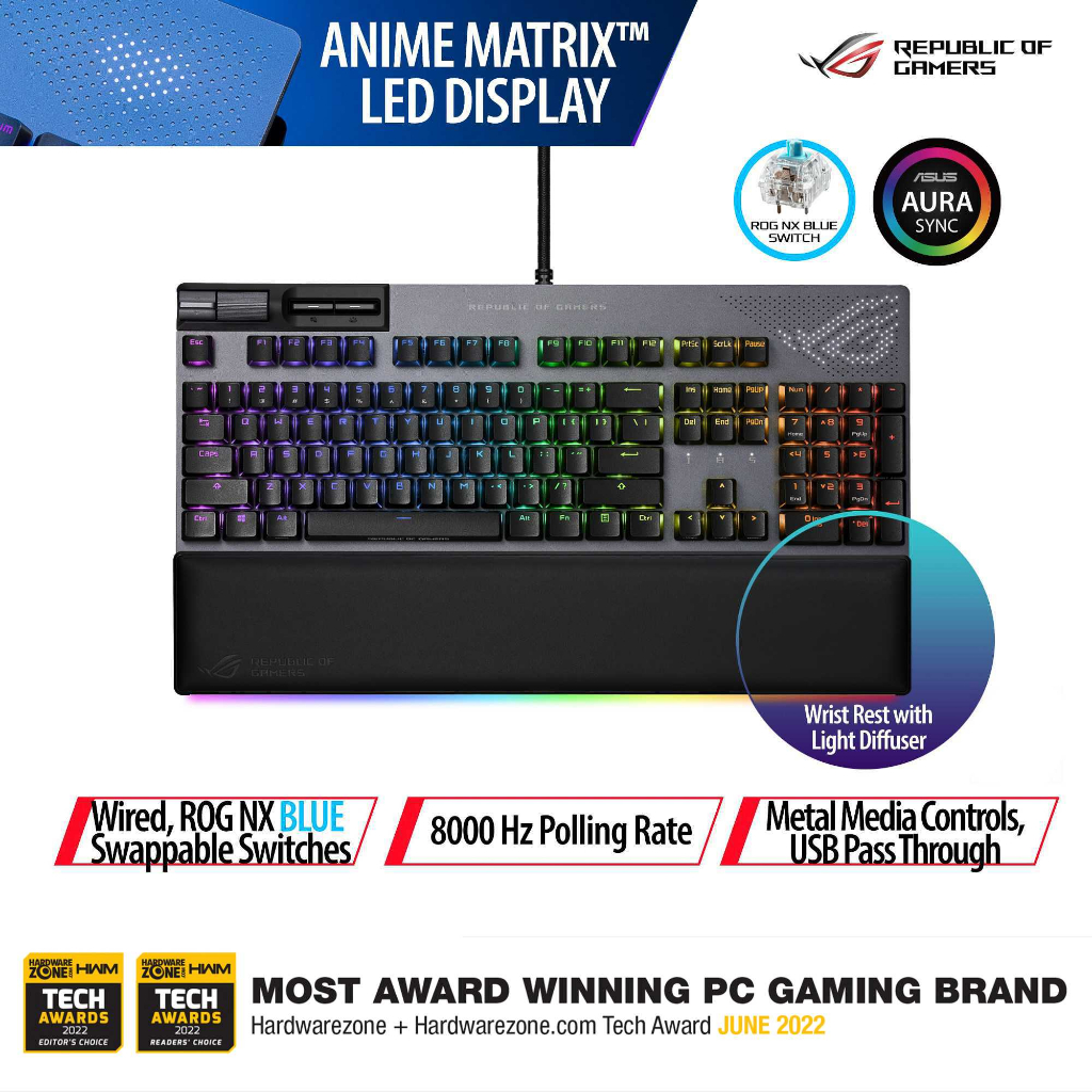 ASUS XA07 ROG STRIX FLARE II ANIMATE GAMING KEYBOARD RED SWITCH (AC ...