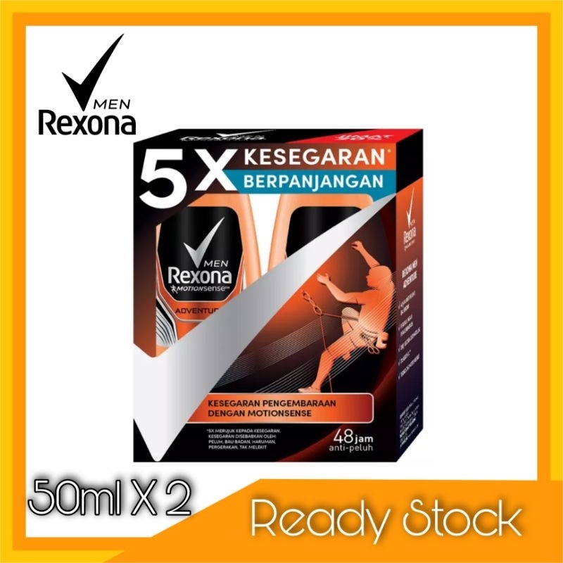 Rexona Men's Deodorant Roll On - Adventure (50ml x 2) EXP9/2024 | Shopee Malaysia