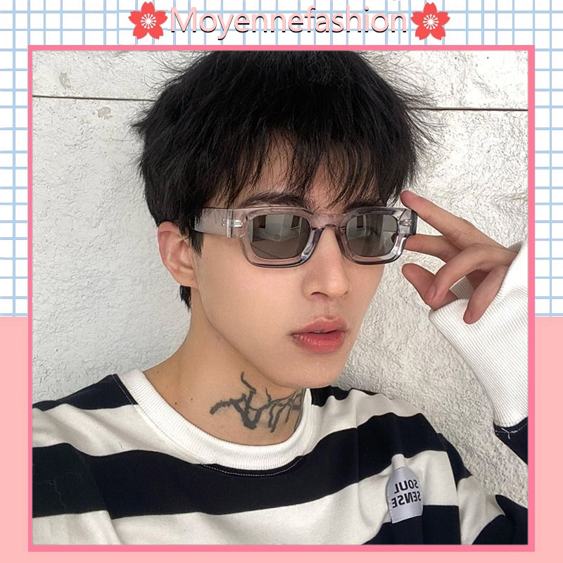 Korean Style Fashion Sunglasses Square sunglasses Blackout lens Black ...