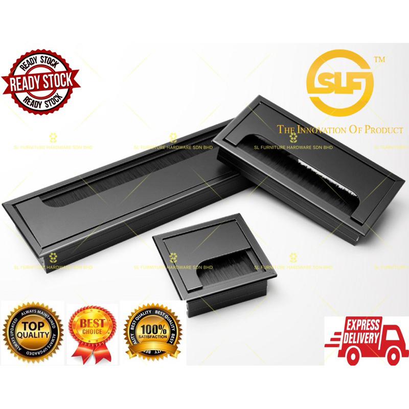 SLF High Quality Matt Black Rectangle Aluminium Wire Cable Desk Grommet ...