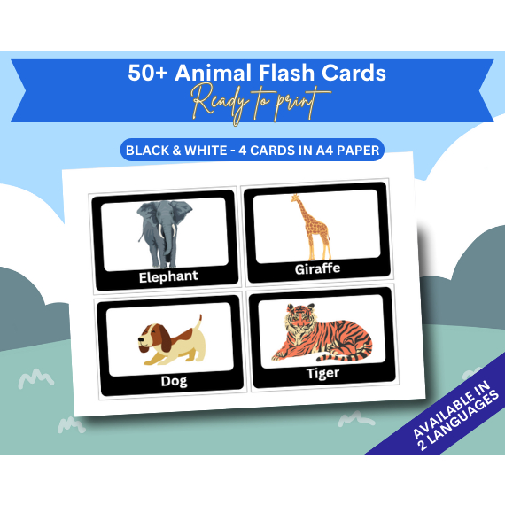 50+ Animal Flashcards PDF Soft Copy Printable, Flashcard Animal, Animal ...
