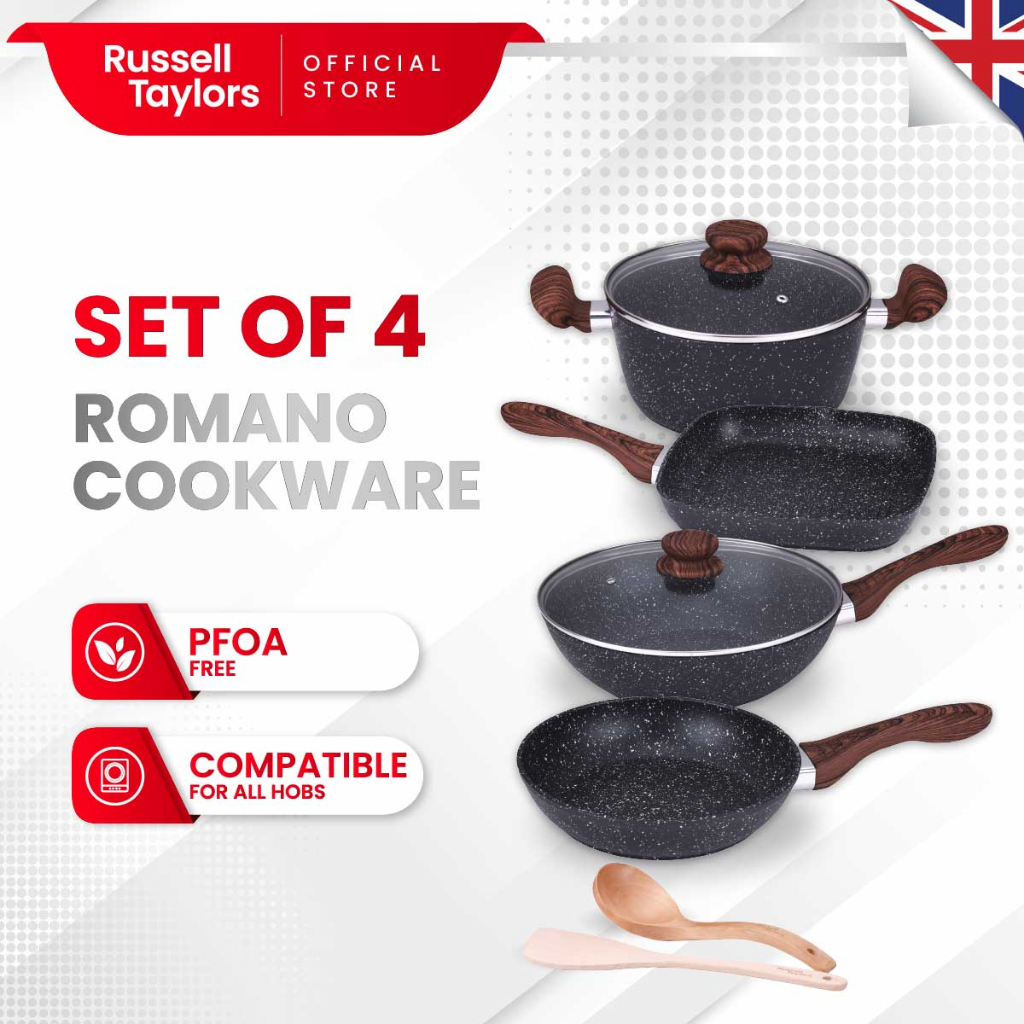 Russell Taylors Romano Cookware 4 Piece Pots & Pans Set CWS-7 | Shopee ...