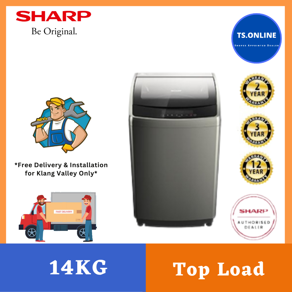 (FREE SHIPPING) Sharp Top Load Full Auto Washing Machine (14kg) ESY1419 ...