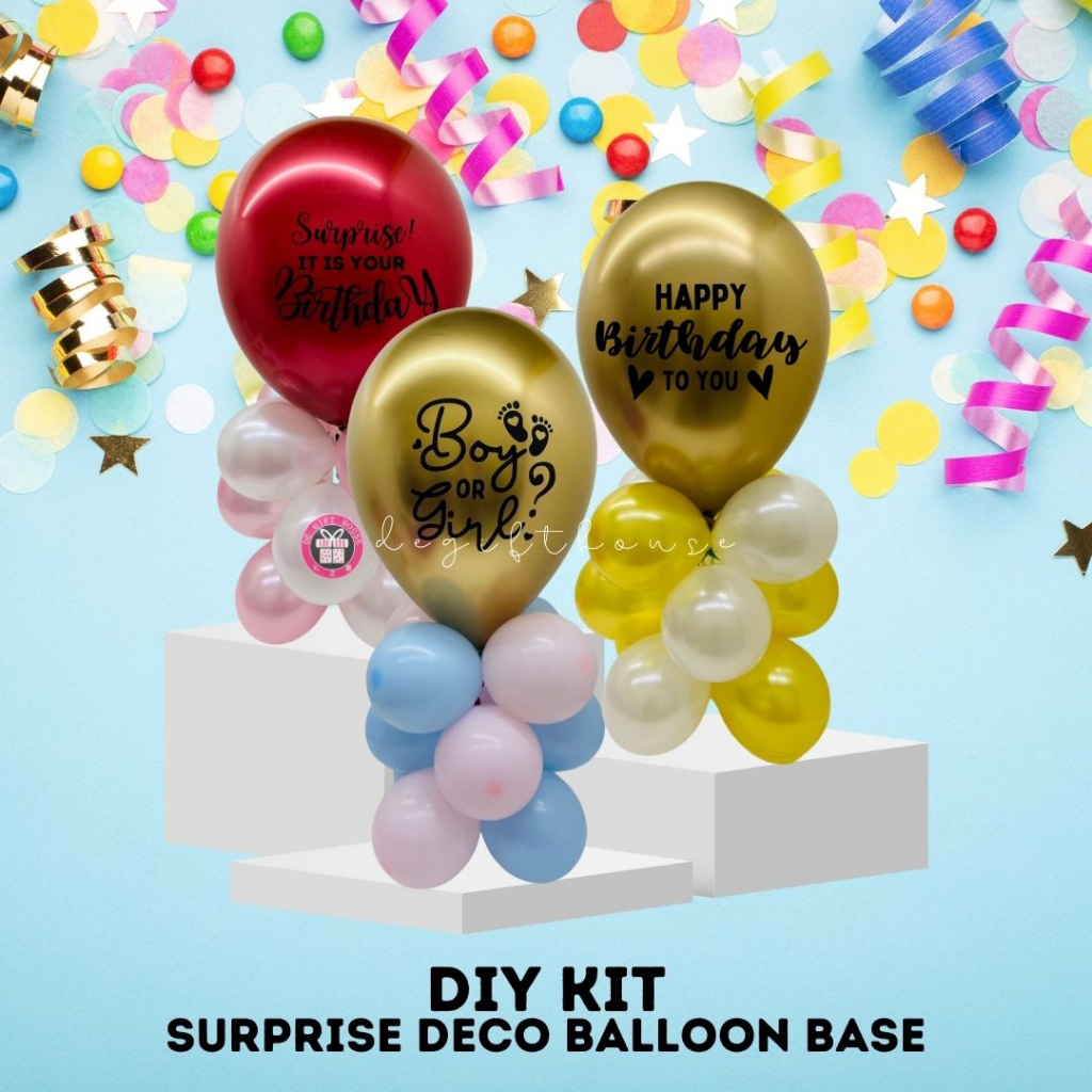 DIY Kit Surprise Deco Balloon Base Baby Gender Reveal Happy Birthday To ...