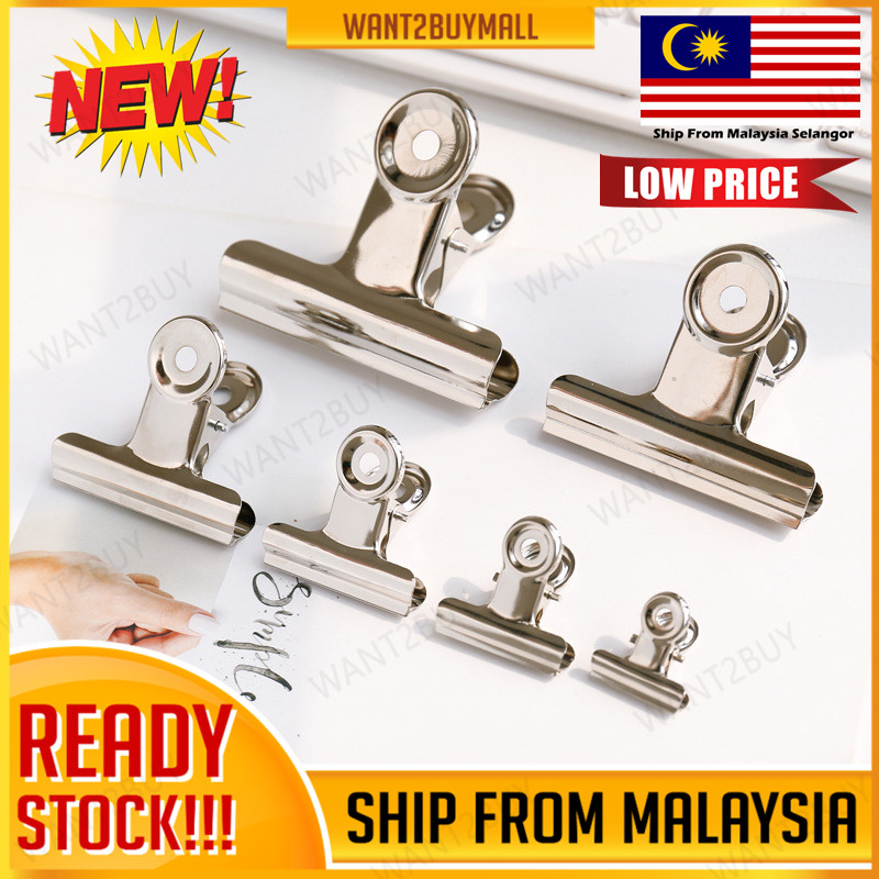 1pcs Spring Binder Round Metal Bulldog Paper Clip Klik Kertas Office ...