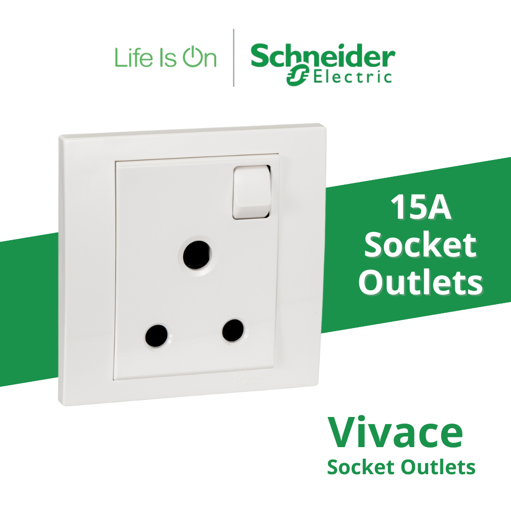 SCHNEIDER ELECTRIC VIVACE SERIES 15A, 250V 1 GANG SWITCH SOCKET - WHITE ...