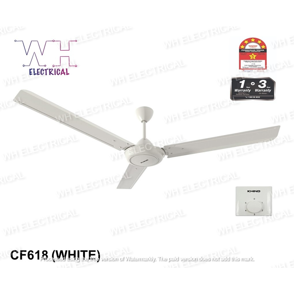 KHIND 60" 3 BLADES CEILING FAN CF618 (WHITE) / CF618B (BLACK) | Shopee ...