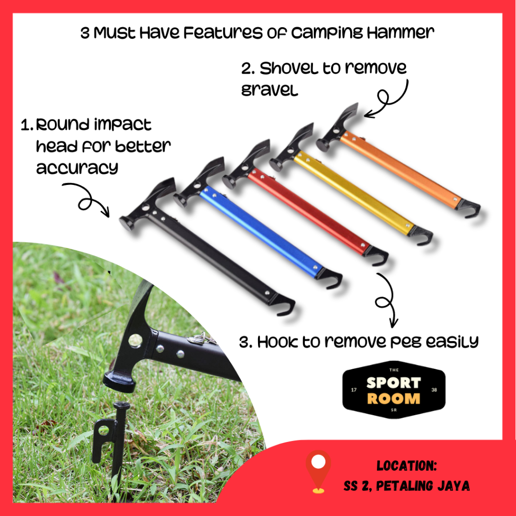 Multifunction Hammer Outdoor Camping Steel Aluminium Tent Hammer with ...