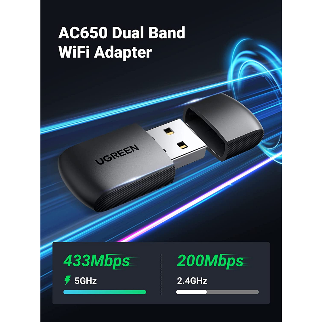 UGREEN USB WiFi Adapter AC650 5G 2.4G WiFi Receiver Dongle Mini ...