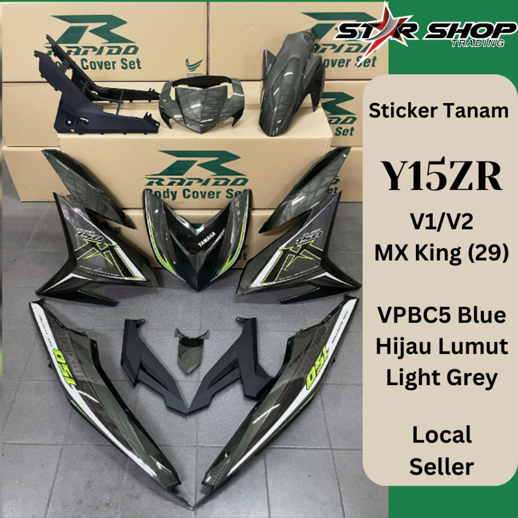 [LOCAL SELLER] COVERSET BODYSET Y15 Y15ZR YSUKU Y V1 V2 MX King-150 (29) HIJAU LUMUT VPBC5 BLUE ...