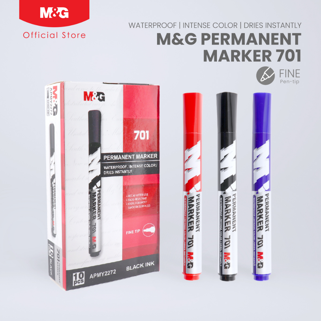 Pen Marker Kekal M&G 701 – Ujung Halus, Dakwat Kalis Air, Kering Cepat ...