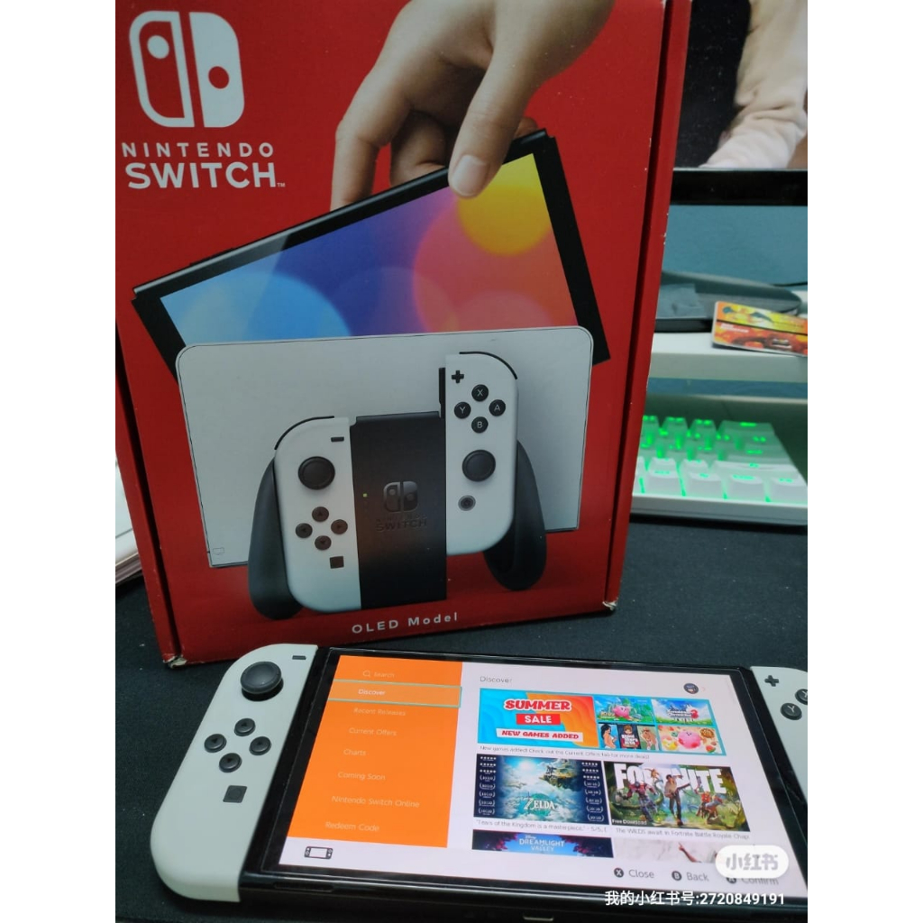 Used Nintendo Oled Switch white color full set secondhand console ...