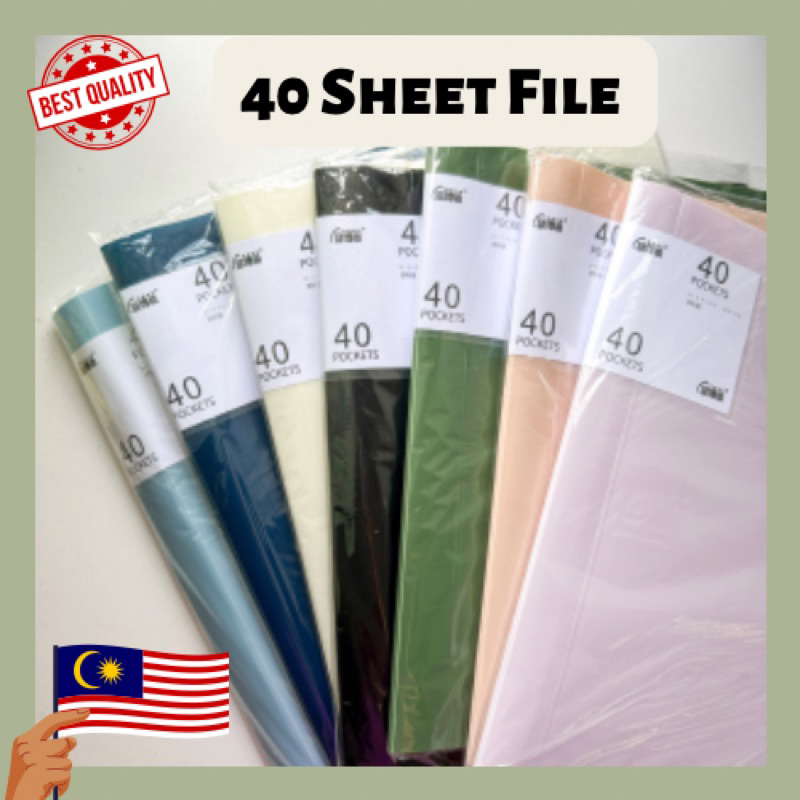 [MY] A4 File Transaparent Folder 40 Sheets PP Material Waterproof Inner ...