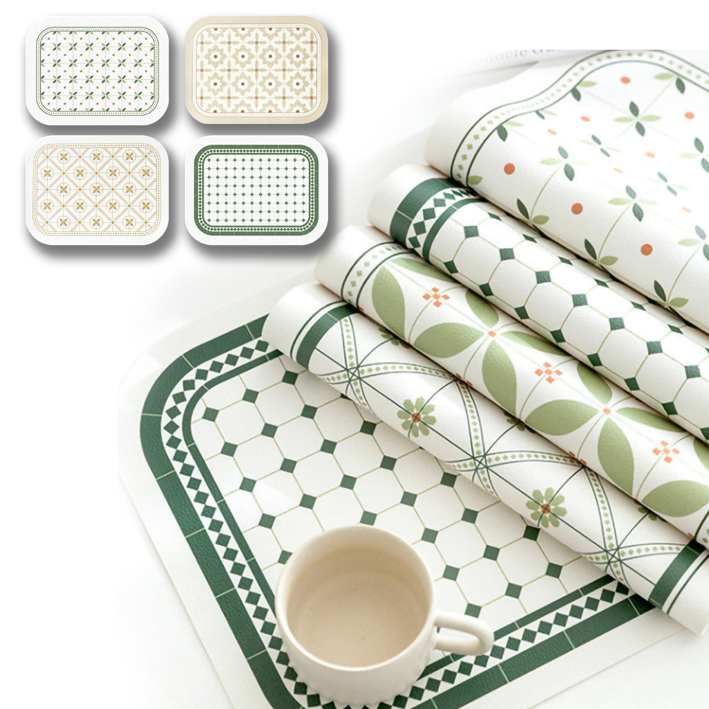 Premium Placemats PVC Mat Alas Meja Coasters Spring Flower Floral Gold ...