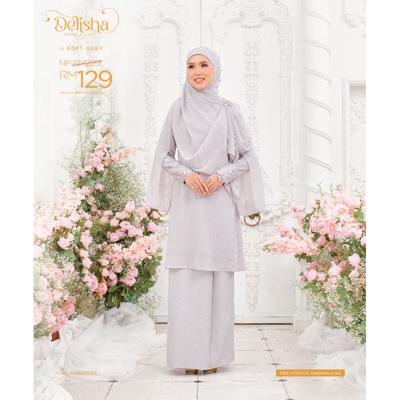 Kurung Lace Delisha Permaisuri chiffon breastfeed friendly baju raya ...