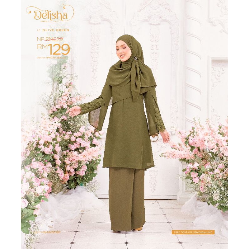 Kurung Lace Delisha Permaisuri chiffon breastfeed friendly baju raya ...