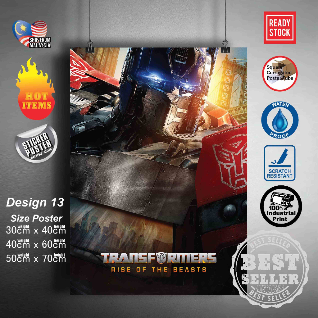 (Ready Stock) Transformers: Rise of the Beasts Poster Sticker Optimus ...