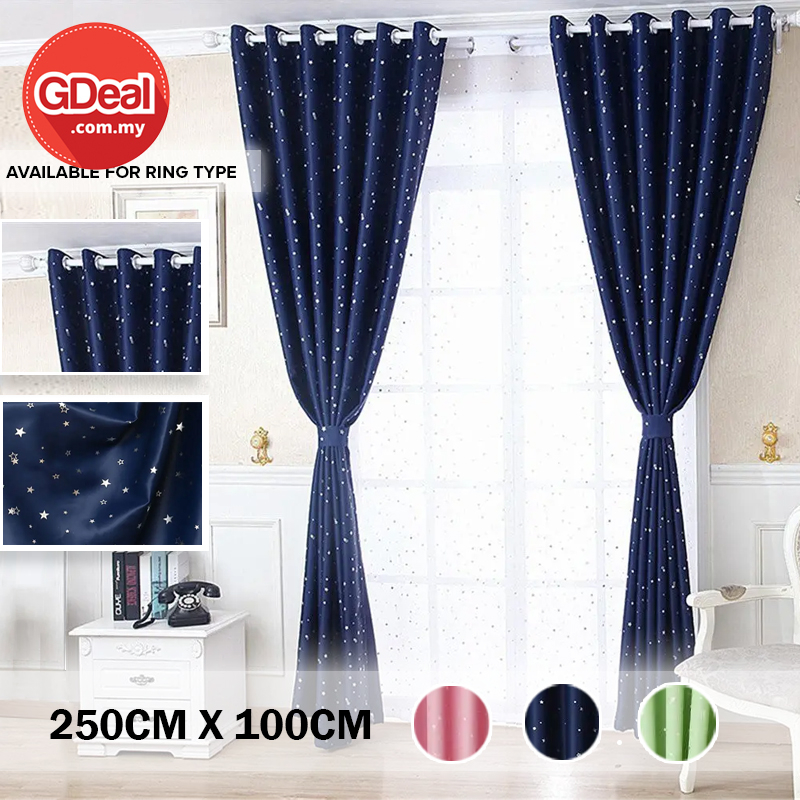 GDeal Ring/Hook&Rob Type Korean Style Curtain Beautiful Sky Star ...