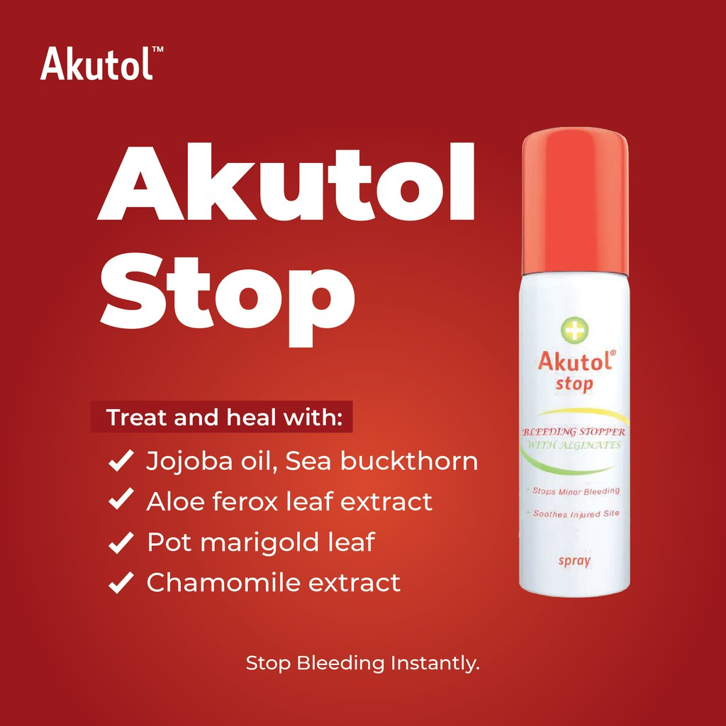 AKUTOL STOP SPRAY 60ML-Bleeding Stopper-with ALGINATE-STOPS MINOR ...