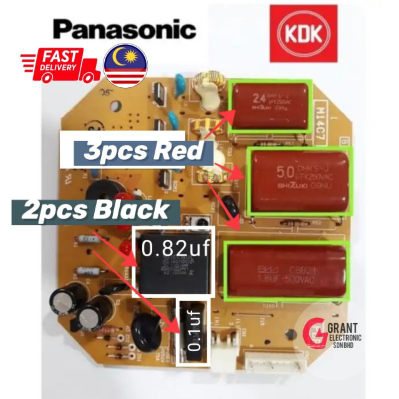 Panasonic/KDK Ceiling Fan Condenser Capacitor 0.1uF 0.82uF 1.8uF 2.4uF ...