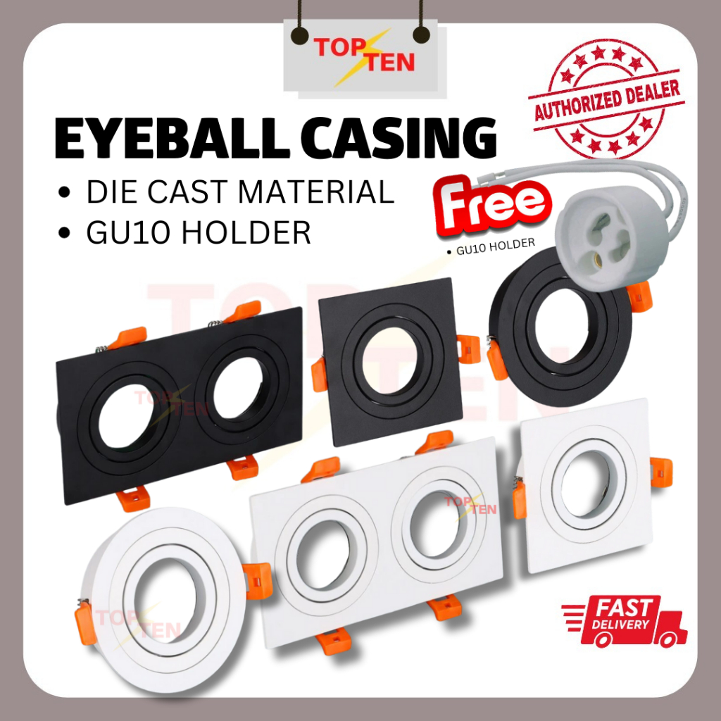 Eyeball Casing GU10 MR16 Spotlight Downlight Fitting Square Round ...