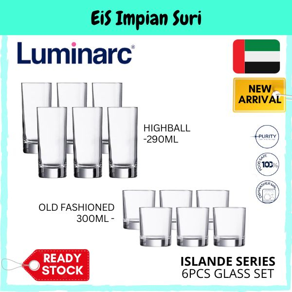 (Ready Stock!!) Luminarc Islande 6pcs Glass Set Highball 290ml / Old ...
